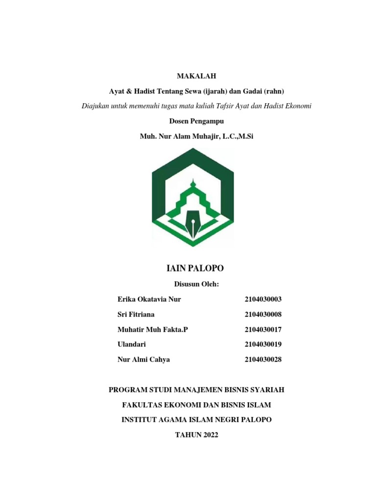 Makalah KLP 1 Tafsir Ayat & Hadist Ekonomi | PDF