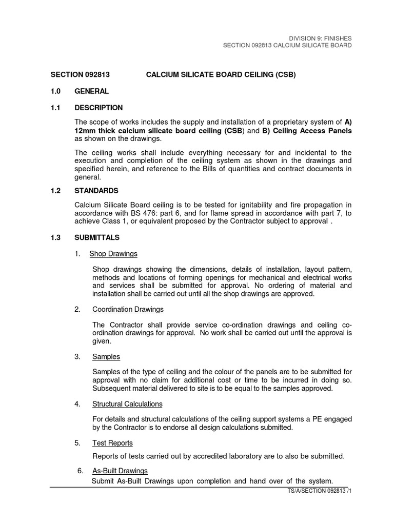 AAB 092813 Calcium Silicate Board Ceiling | PDF | Economic Sectors ...