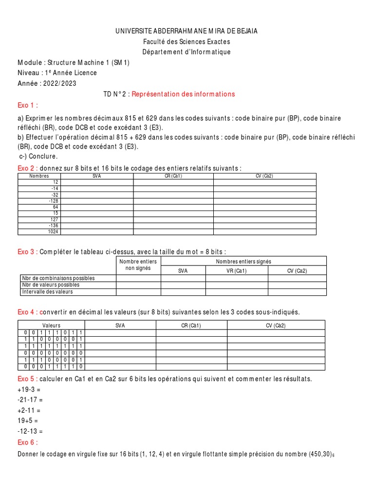 TD2 + Solution | PDF | Théorie du calcul | Architecture (Informatique)