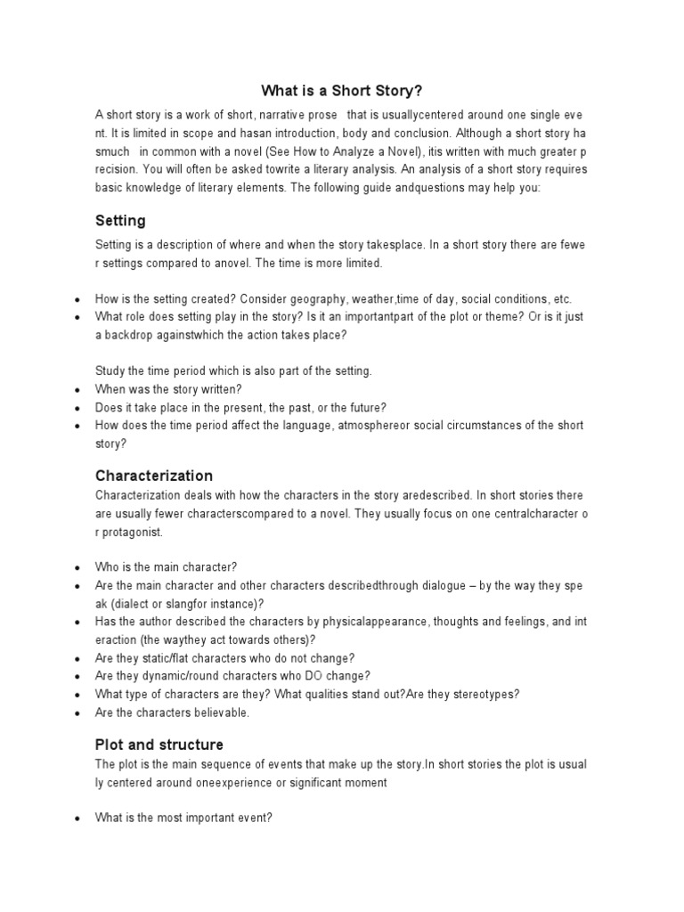 Analysis of Short Stories | PDF | Plot (Narrative) | Idea