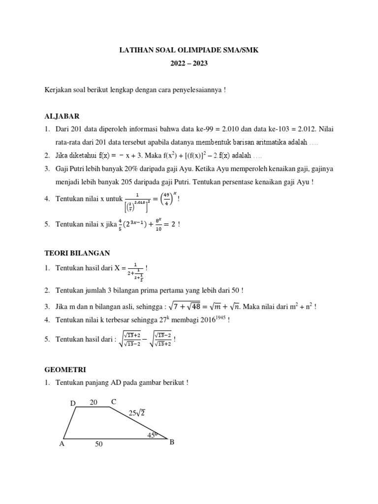 Latihan Soal Olimpiade 2 | PDF
