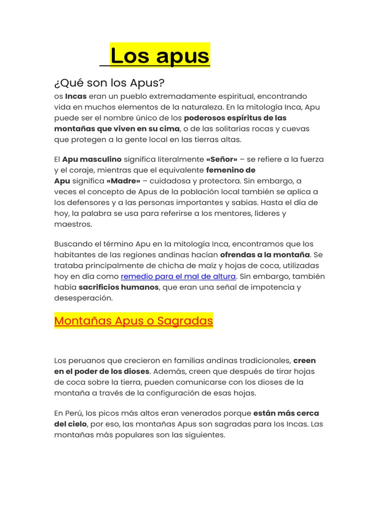 Los Apus | PDF | Imperio Inca | Montañas