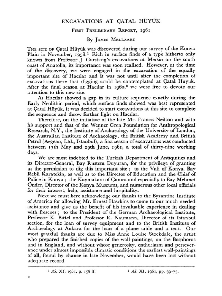 MELLAART, James - Excavations at Çatal Hüyük (First Preliminary Report ...