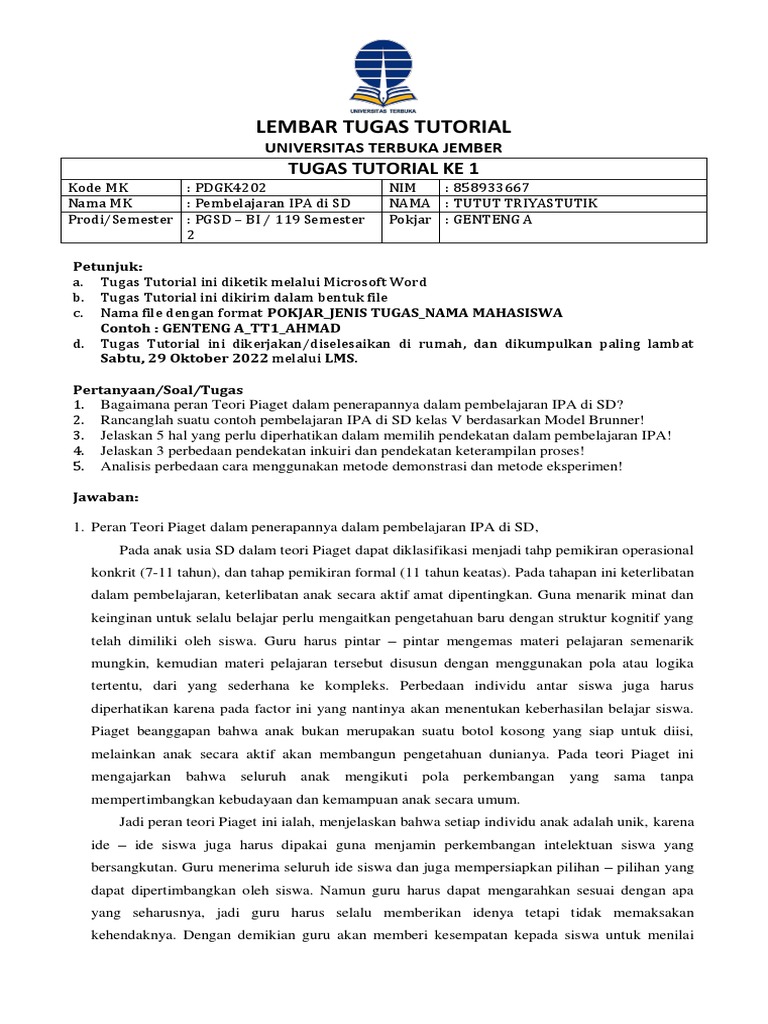 Genteng A Tt1 Tutut Triyastutik | PDF | Karier & Perkembangan | Seni