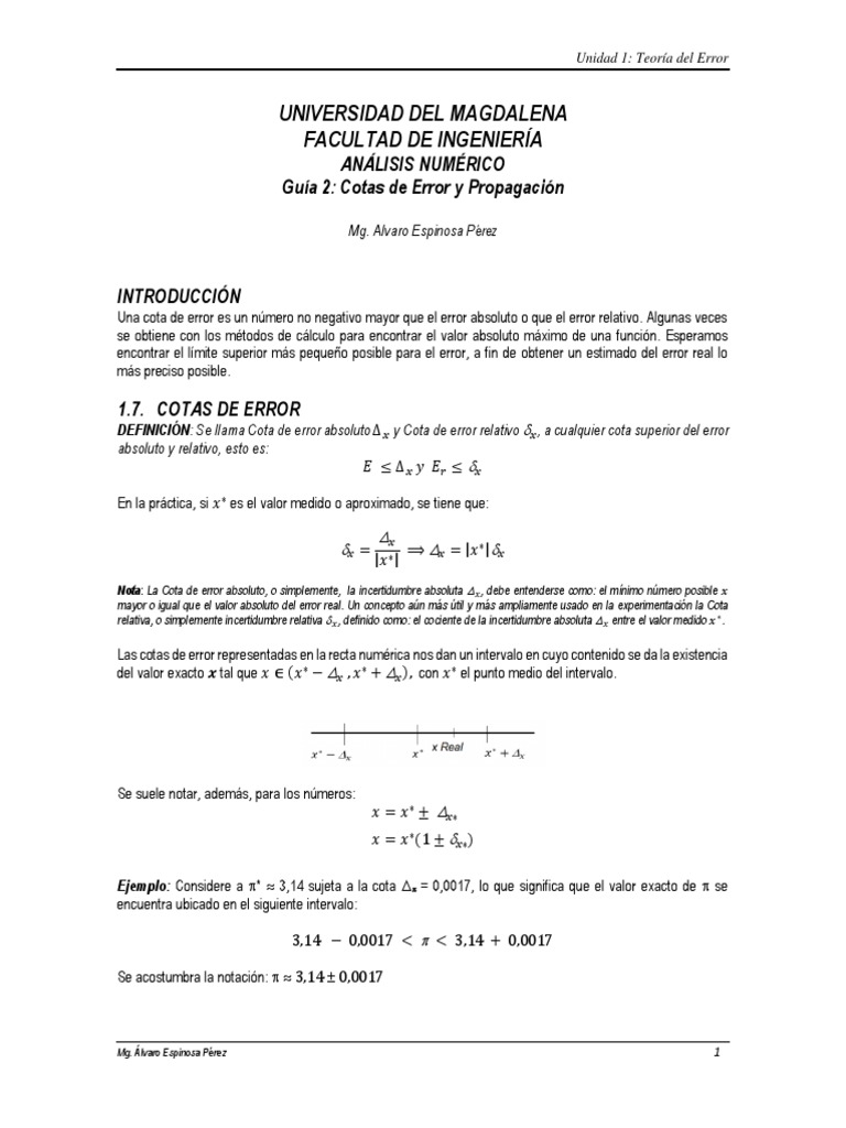 GUIA 2 Cotas de Error y Propagación | PDF