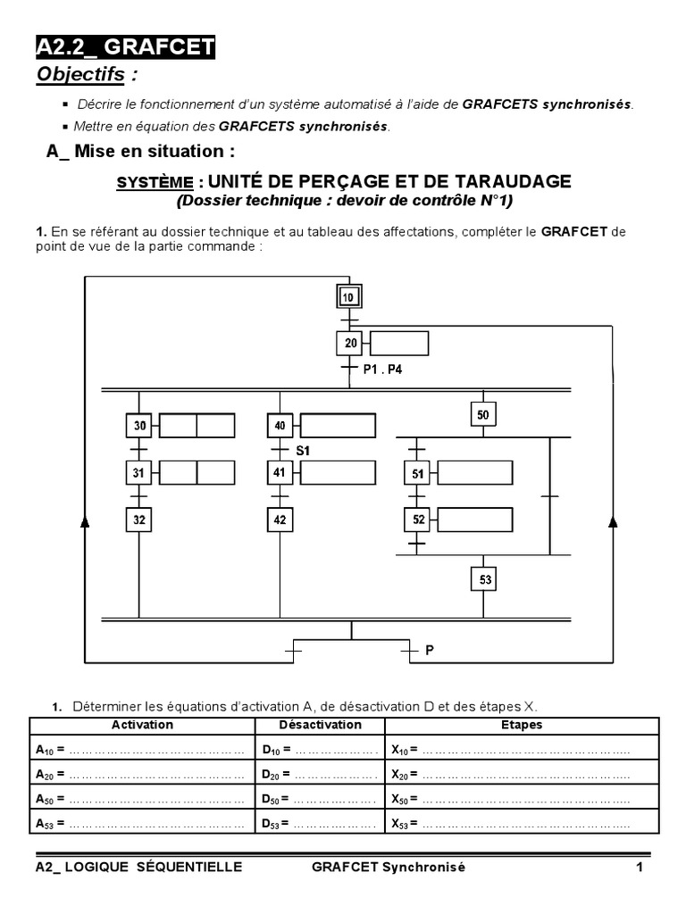 GRAFCET Synchronisé pour Systèmes Automatisés | PDF