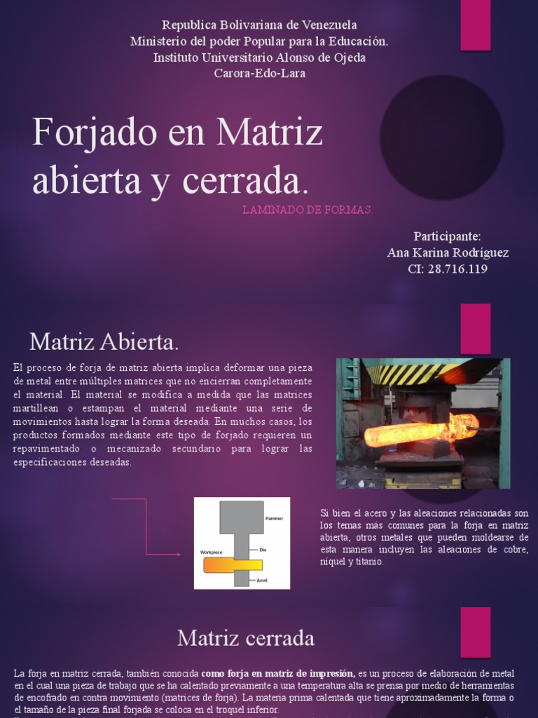Forjado en Matriz Abierta y Cerrada ANA 1 | PDF | Forjar | Acero