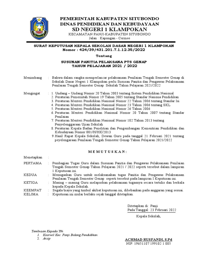 SK PTS Genap SD 1 Klampokan | PDF