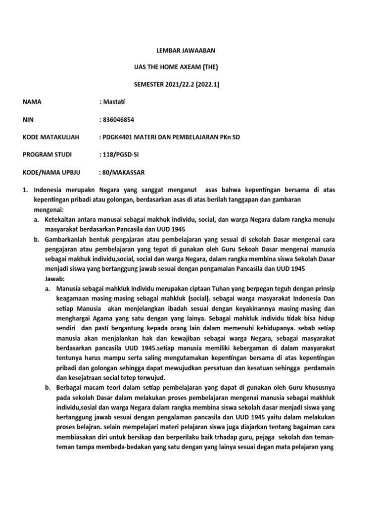 Pembelajaran PKn SD: Pancasila & UUD 1945 | PDF | Ilmu Sosial