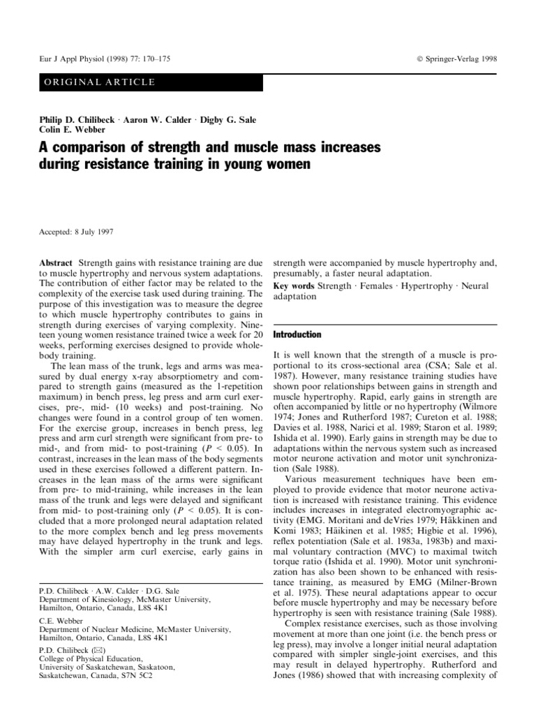 A Comparison of Strength and Muscle Mass Increases During RT ...