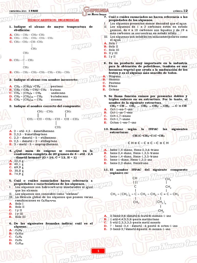 Quimica 12 | PDF | Alqueno | Hidrocarburos