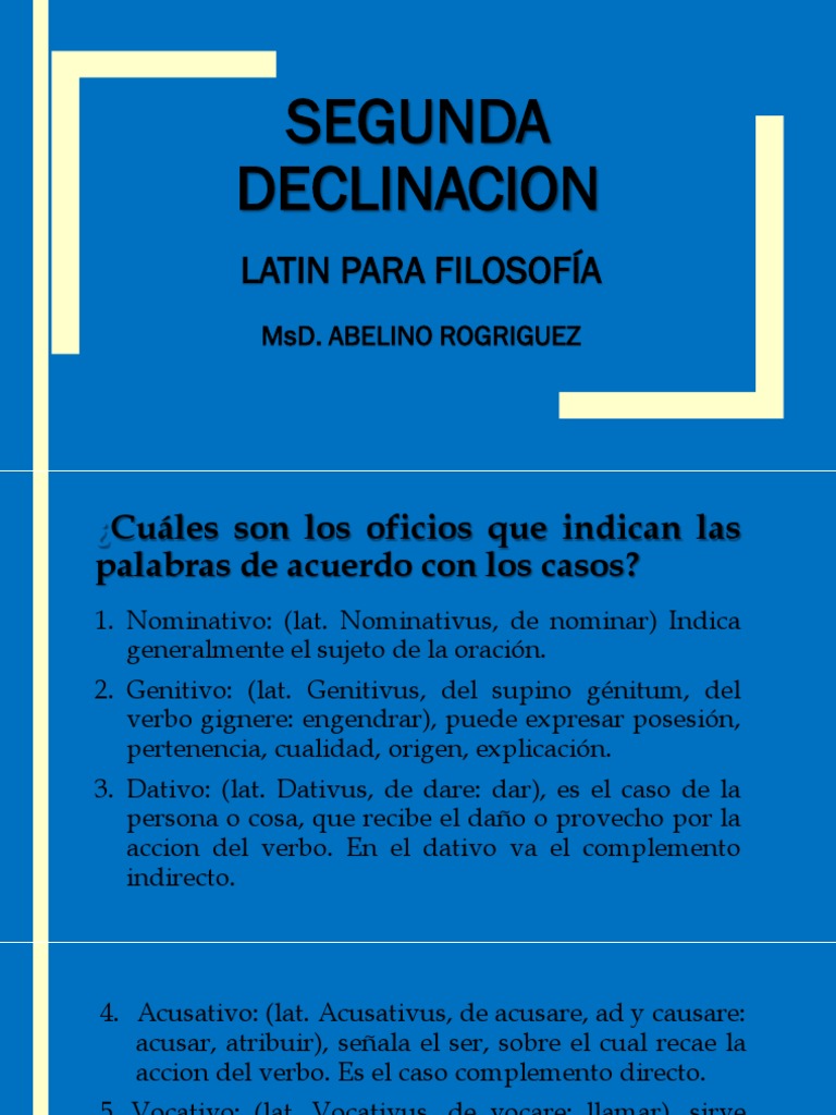 Understanding Latin Declensions: A Breakdown of the Second Declension | PDF