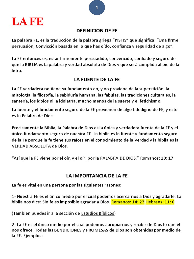 Definición y Tipos de Fe en la Biblia | PDF | Fe | Jesús