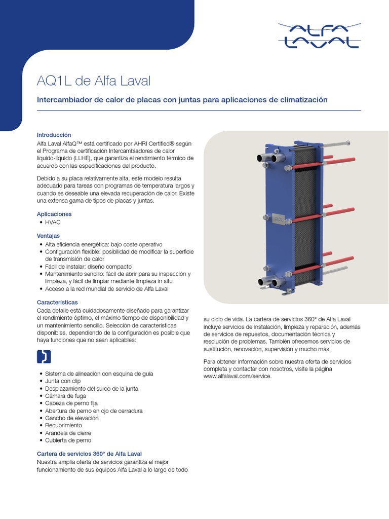 Placa Alfa-Laval-Aq1l-Product-Leaflet-Es | PDF | Tornillo ...