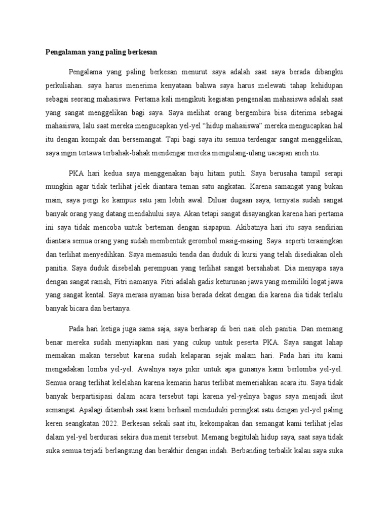 Pengalaman Yang Paling Berkesan | PDF