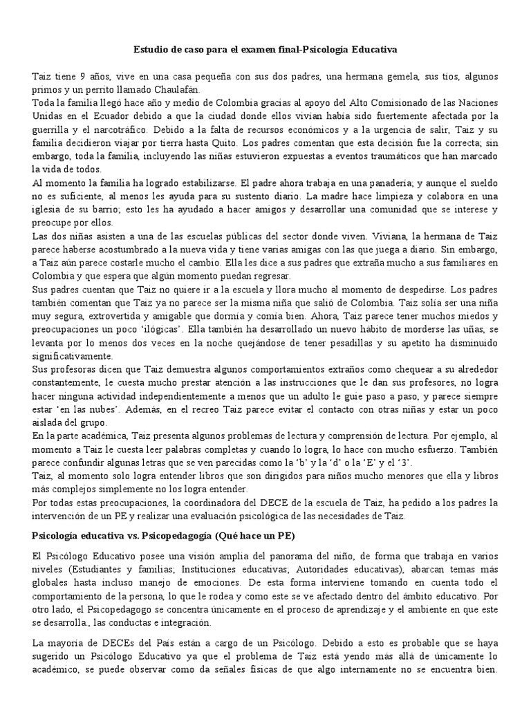 Trauma Infantil y Aprendizaje de Taiz | PDF