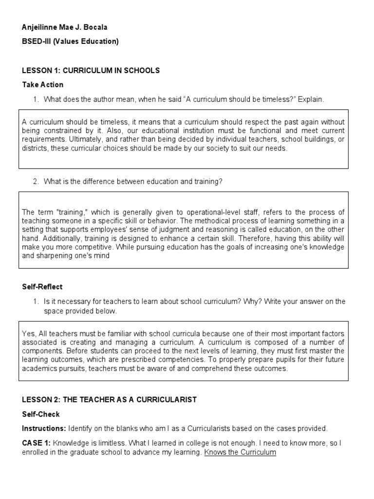 CHAPTER ASSESSMENT - LESSON 1 and LESSON 2 | PDF | Curriculum | Teachers