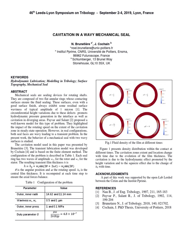 Cavitation in A Wavy Mechanical Seal | PDF | Mechanical Engineering | Applied And ...