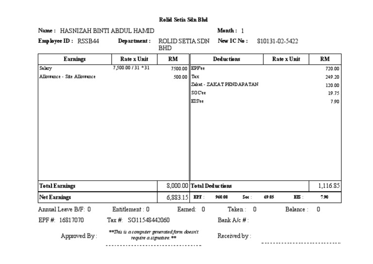 Payslip Jan 2022 | PDF