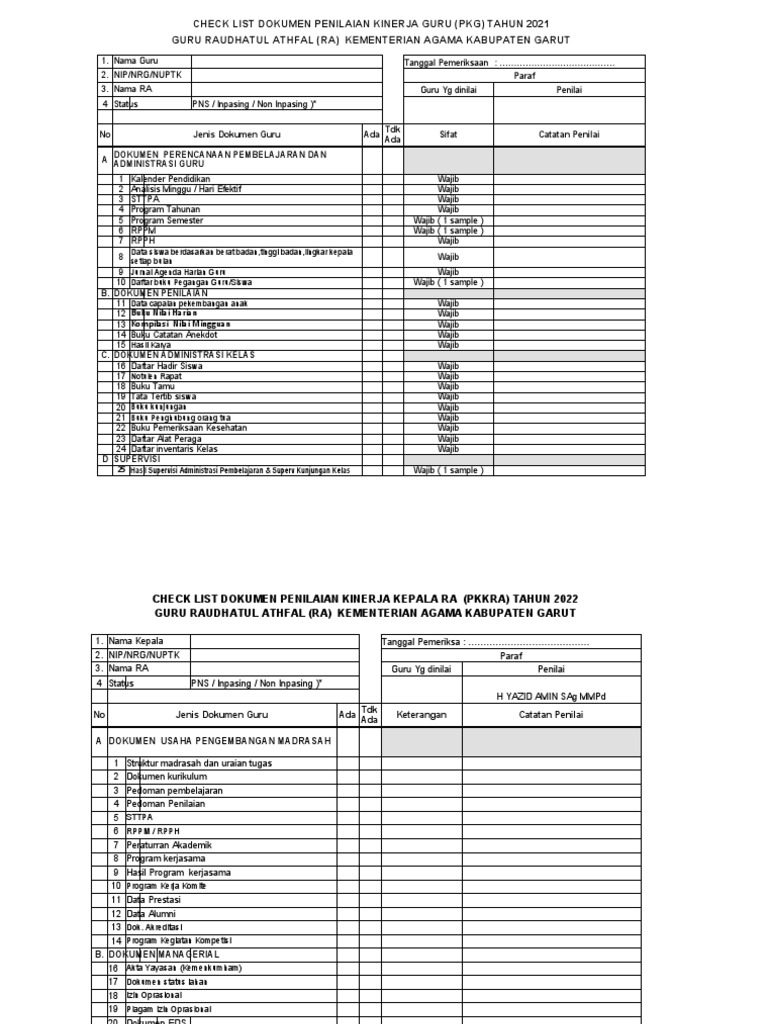 Check List PKG Dan Pkkra-1 | PDF