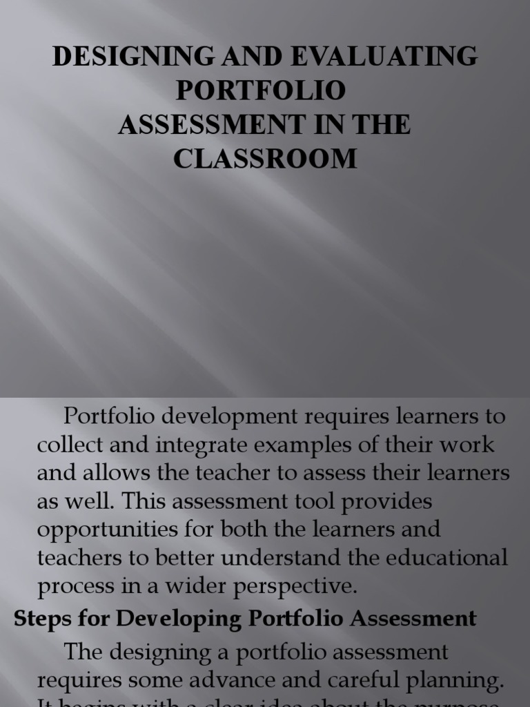 Portfolio Assessment Design Steps | PDF