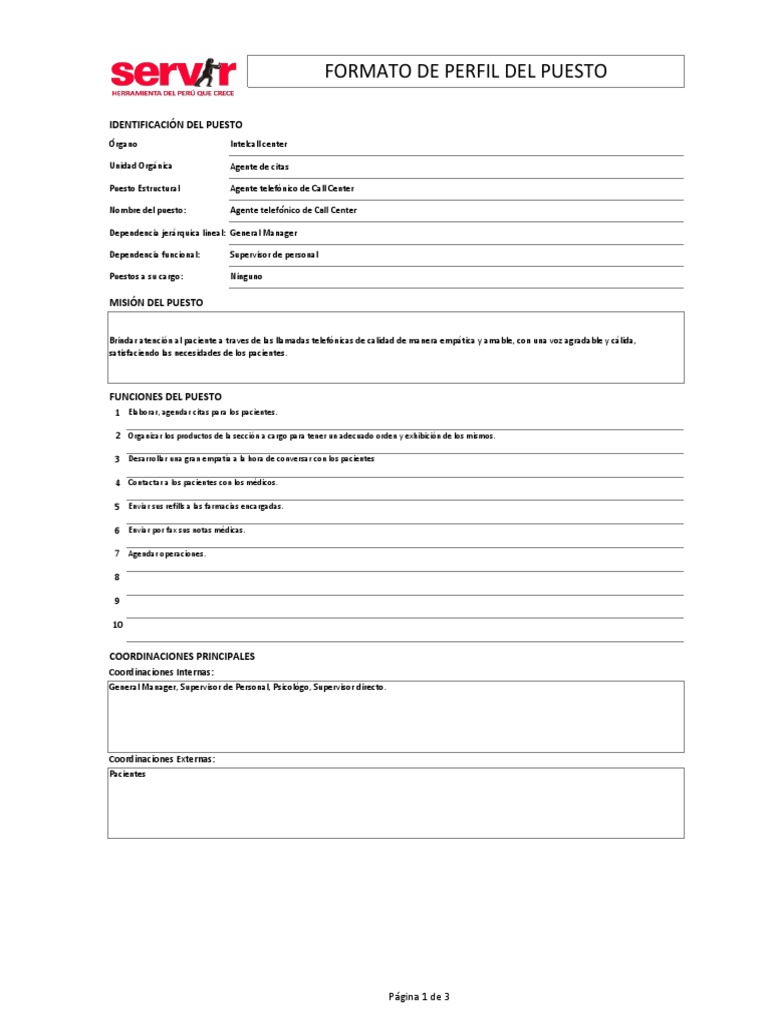 Semana 8 - Excel - Formato Perfiles Puestos | Descargar gratis PDF ...