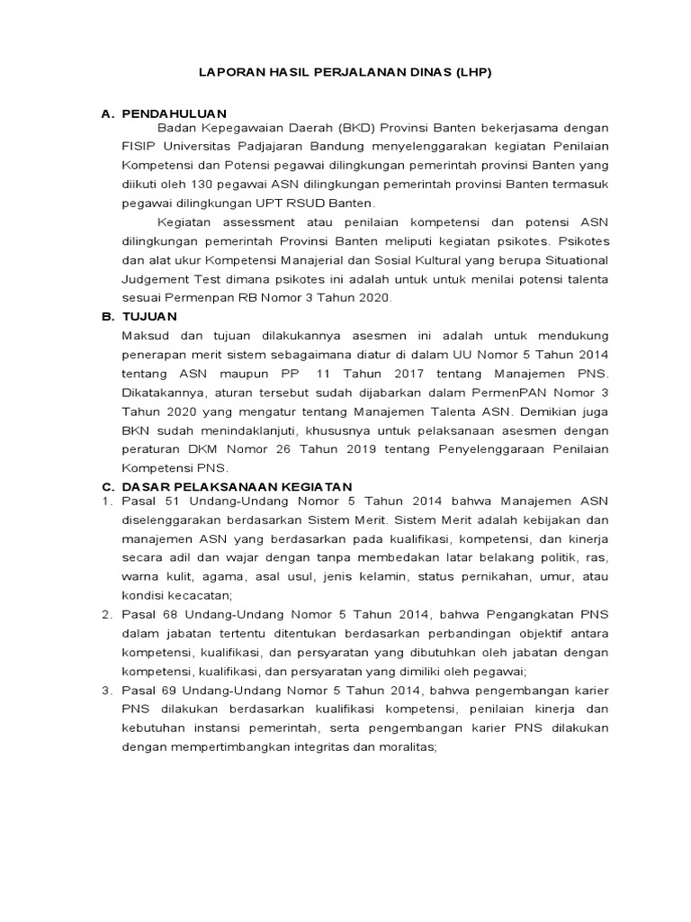 Laporan Hasil Perjalanan Dinas | PDF