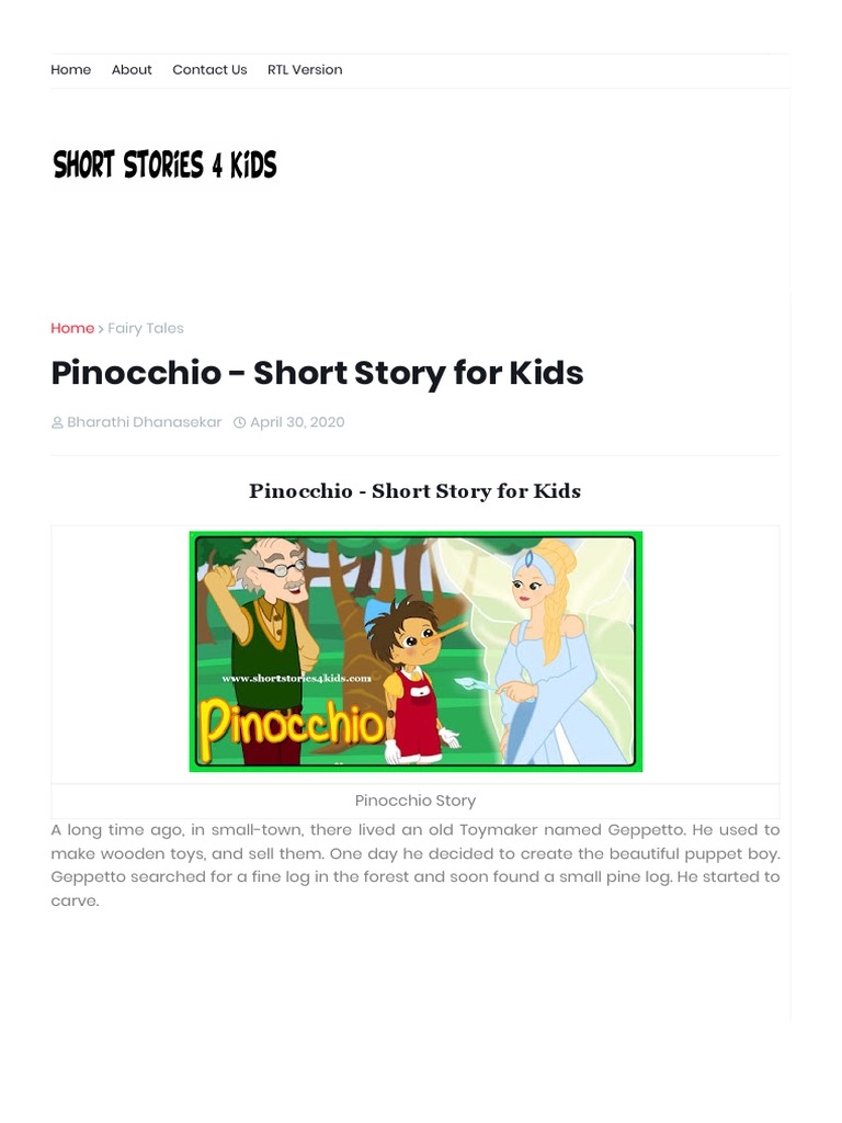 Pinocchio - Short Story For Kids | PDF