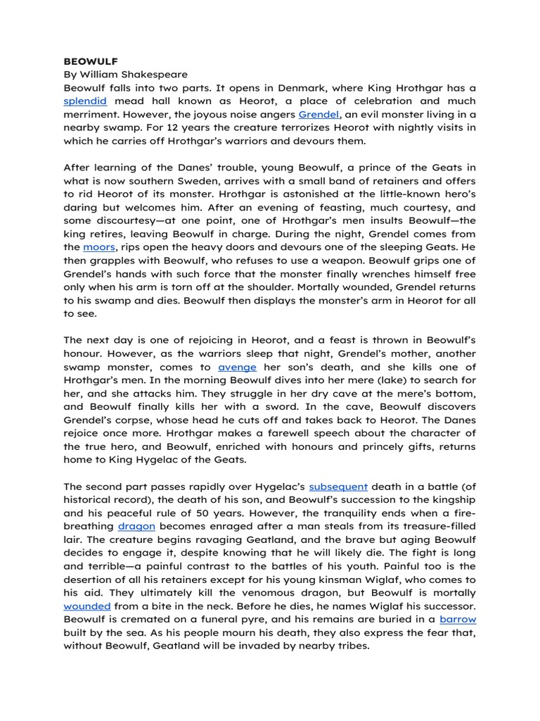 Beowulf | PDF | Characters In Romeo And Juliet | Romeo And Juliet