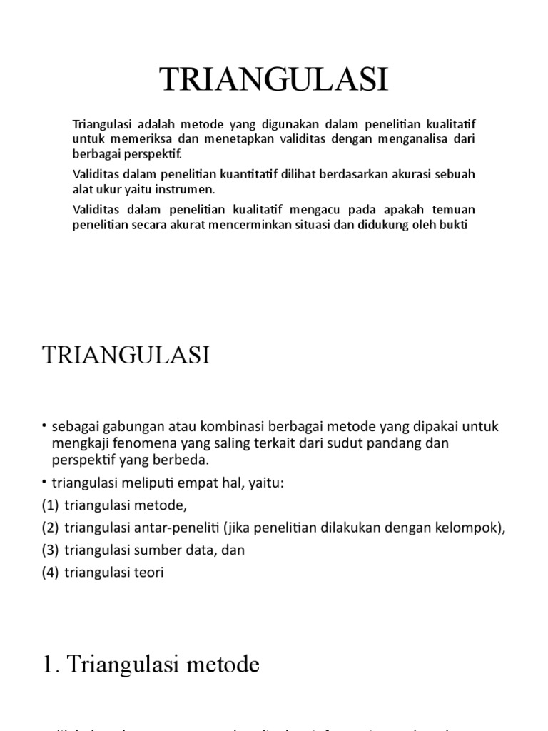 Triangulasi: Validitas Penelitian Kualitatif | PDF