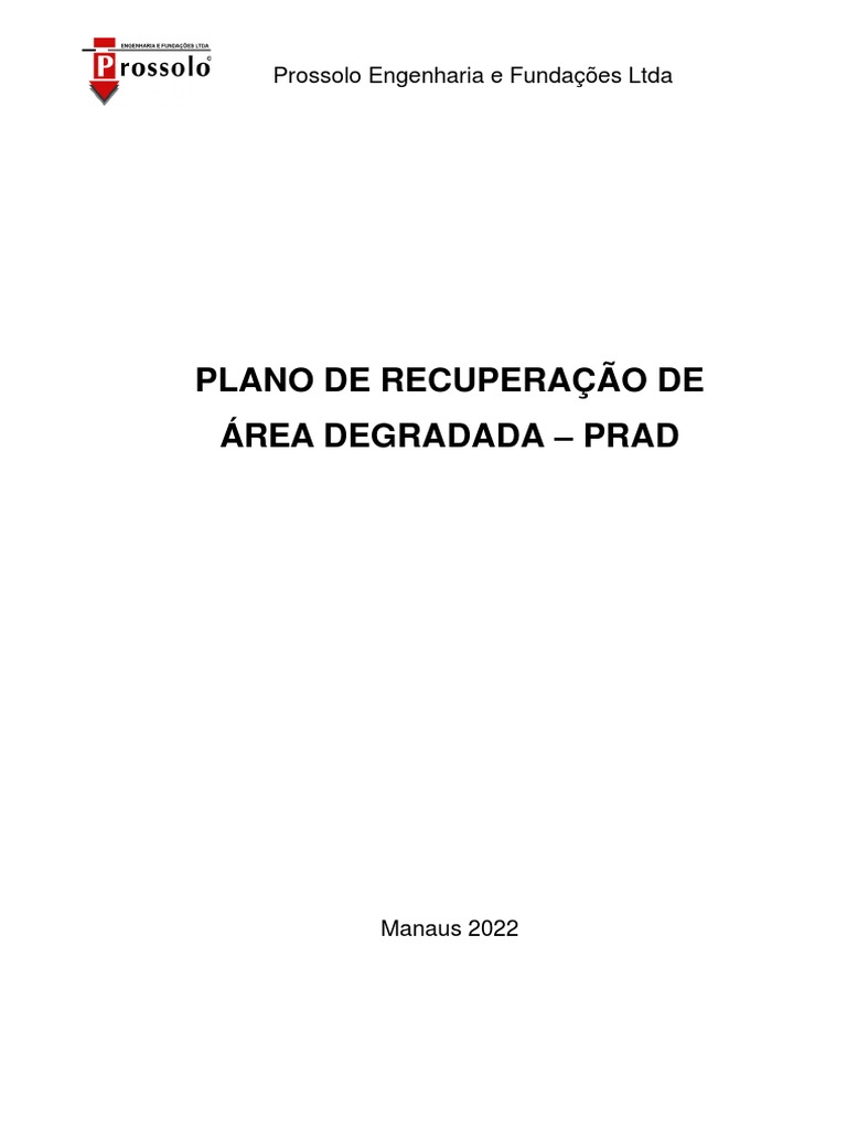 PRAD-Plano de Recuperação de Área Degradada - Imprimir | PDF