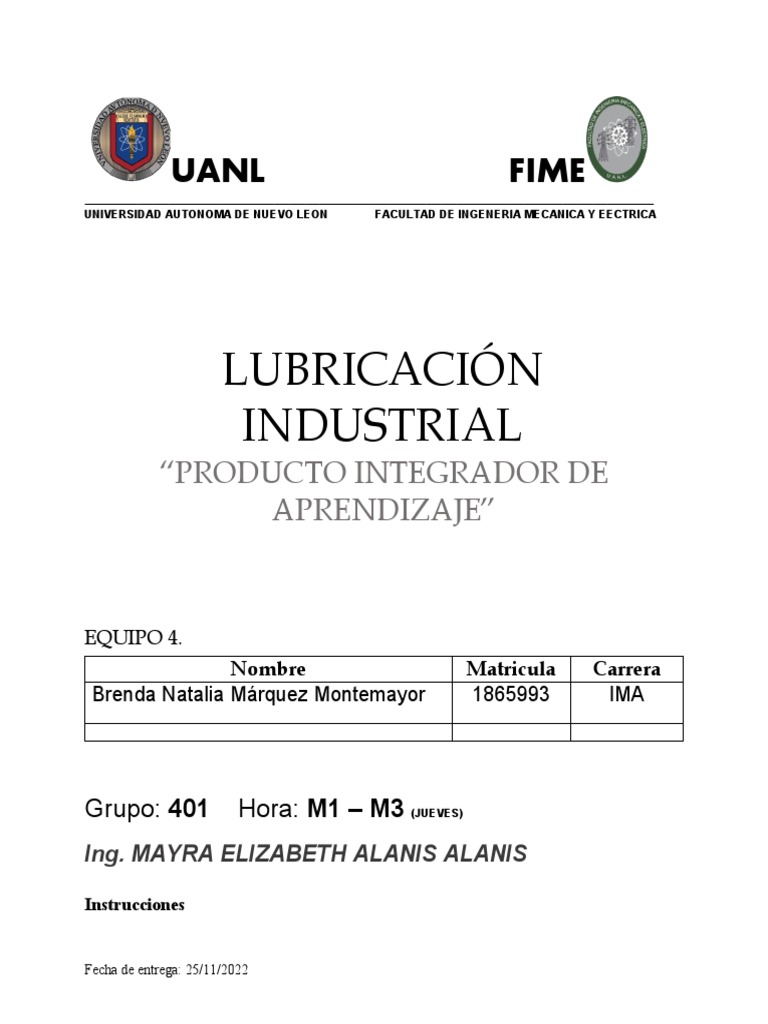 Pia Lubricación Eq4 | PDF | Engranaje | Lubricante