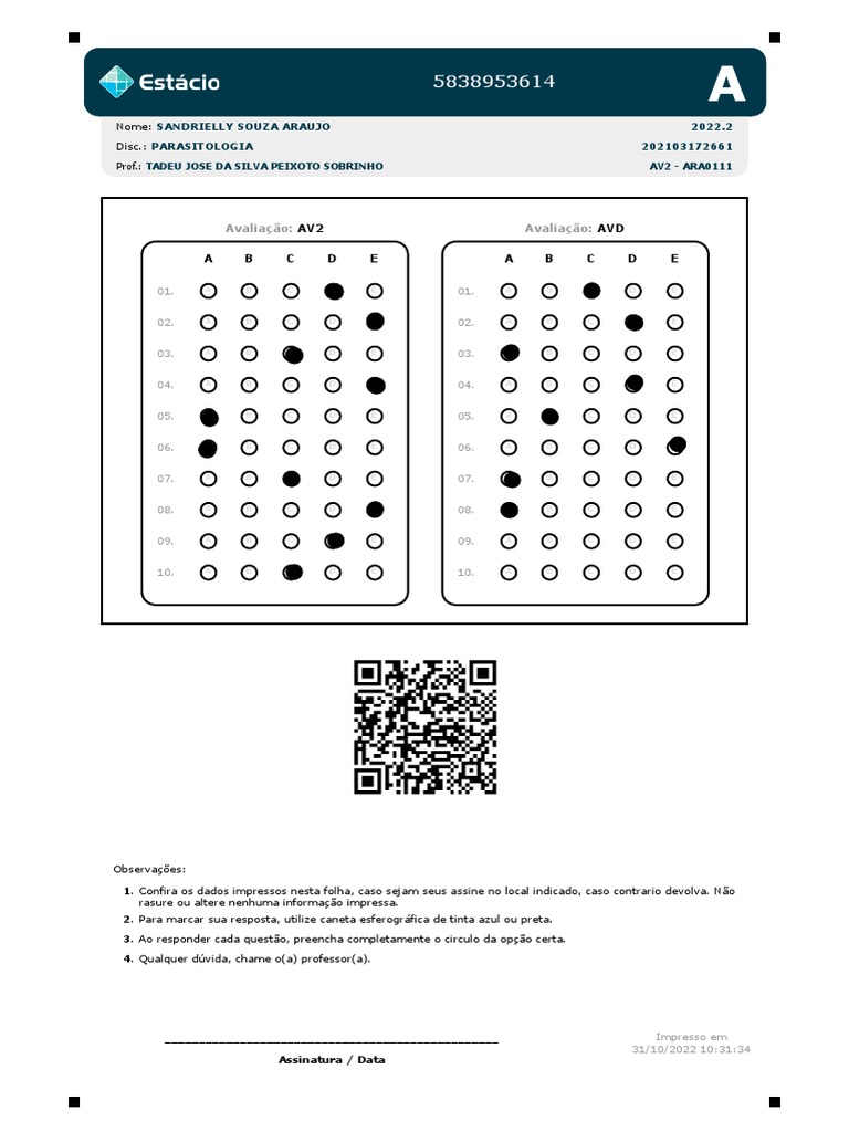 Sandrielly Souza Araujo - Prova Respondida | PDF