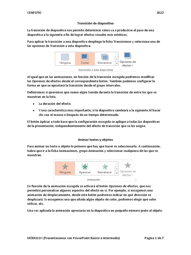 Transiciones, Animaciones y Trayectorias en PowerPoint | PDF ...
