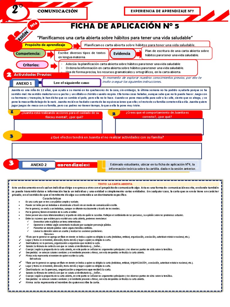 2° Ficha de Aplicación-Sesión5-Sem.3-Exp.7-Comunicacion | PDF