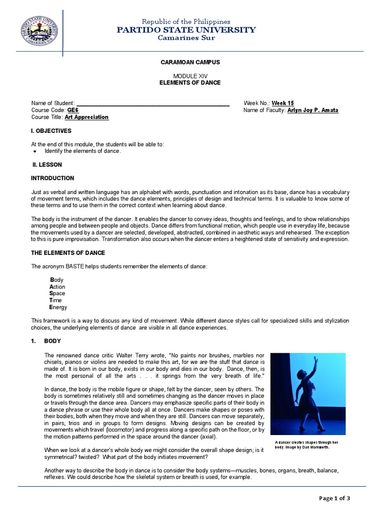 Module 14. Elements of Dance 1 | PDF | Dances | Rhythm