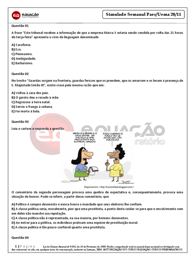 28-11 Simulado Semanal Paes-Uema | PDF