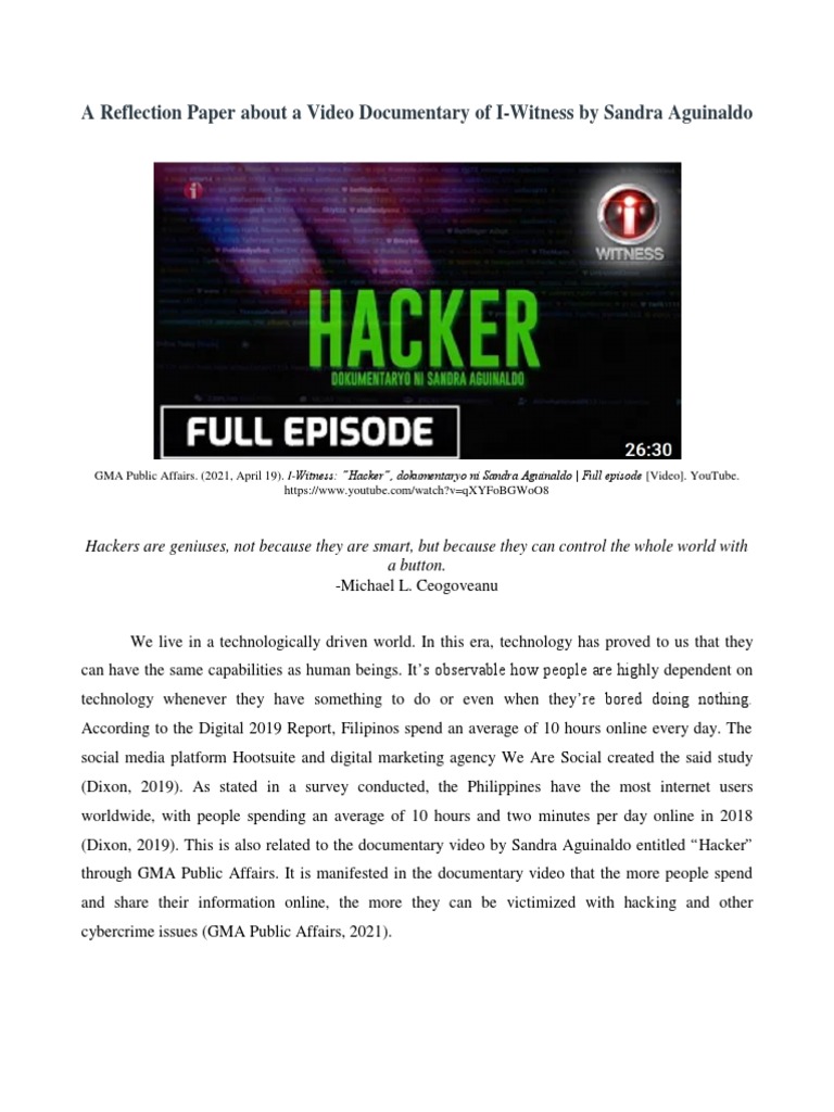 Reflection Paper Docu Video | PDF | Social Media | Popular Culture ...