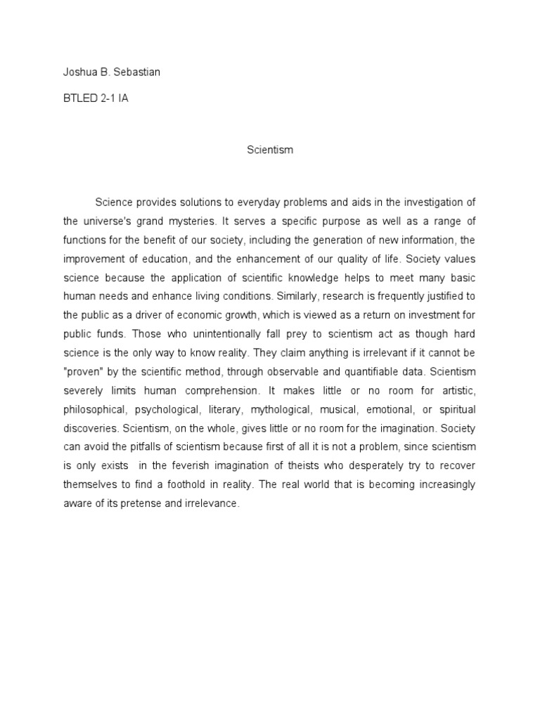 Scientism Essay | PDF