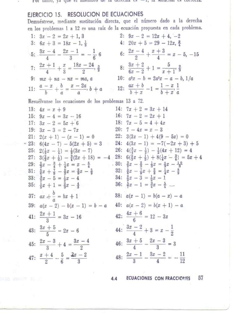 Ecuaciones de Primer Grado (Ejercicios) | PDF