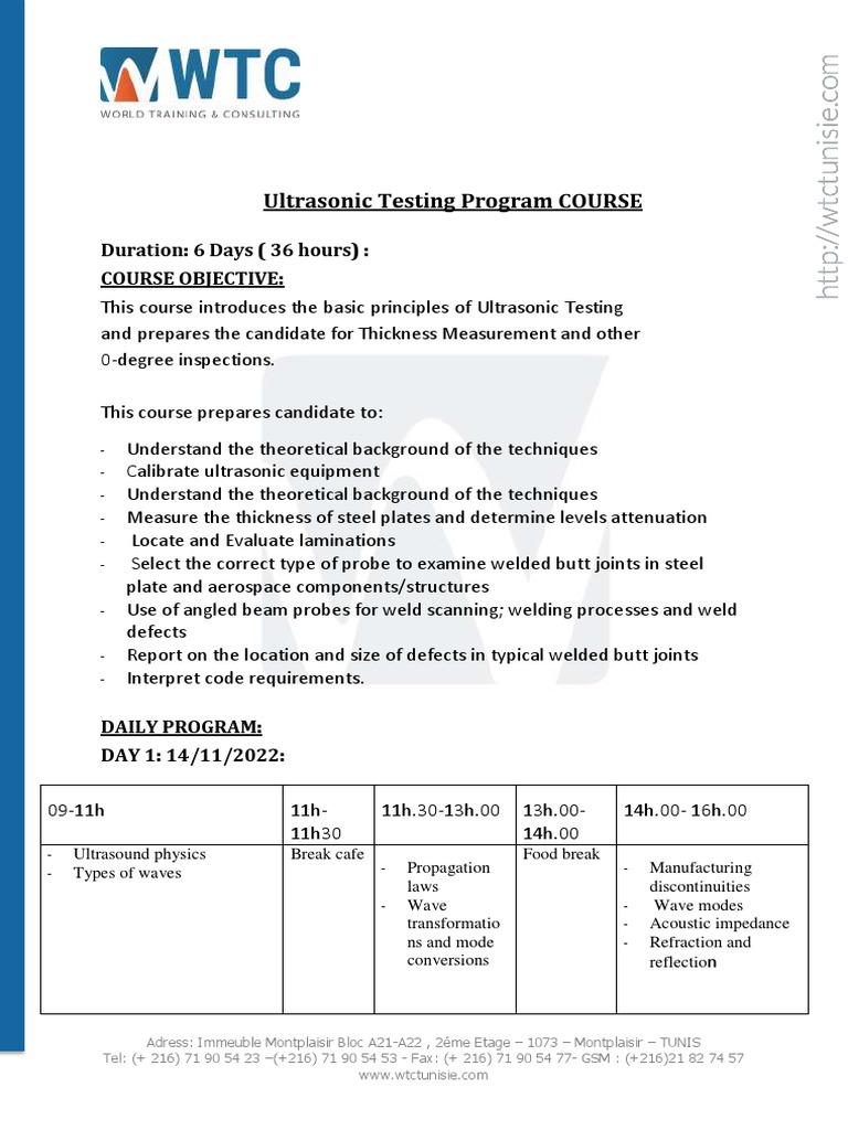 Ultasonic Course Program | PDF | Ultrasound | Mechanical Engineering