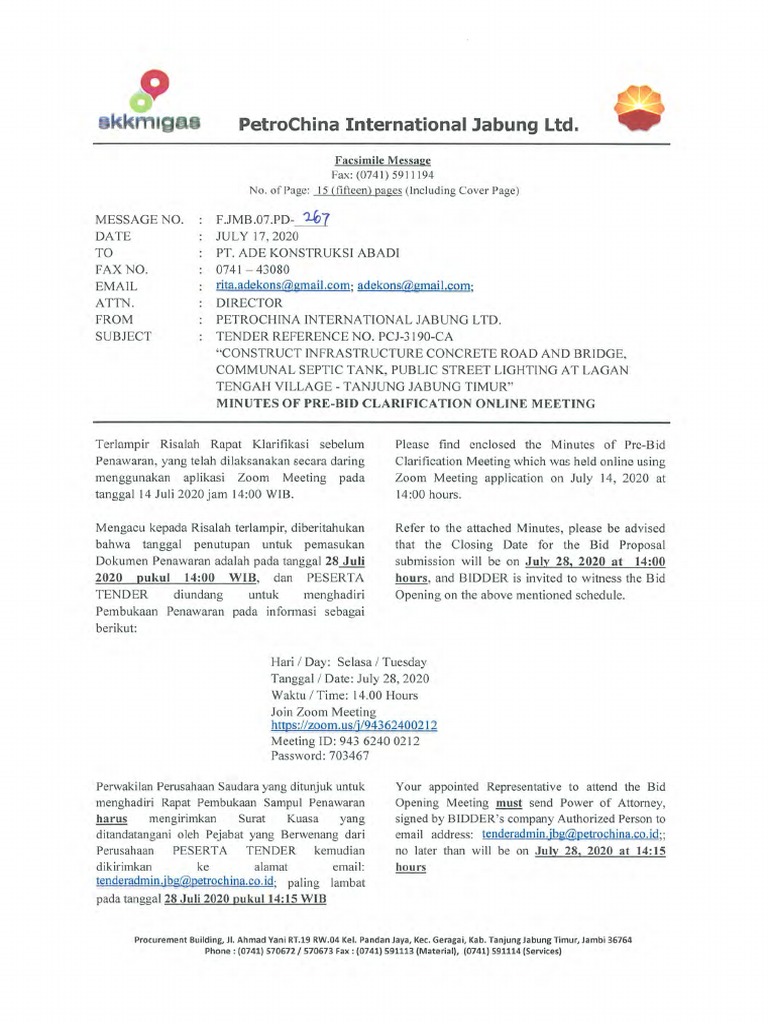 PCJ-3190-CA MOM & Invitation 1st Env - ADEKONSTRUKSI | PDF