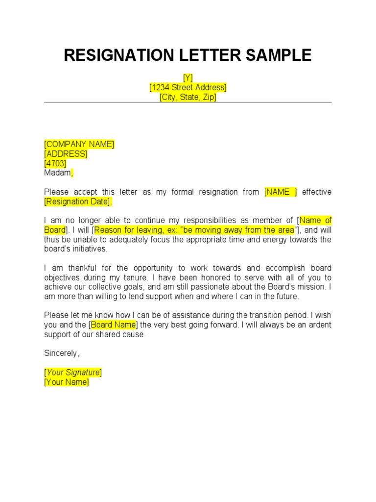 Board Resignation Letter | PDF