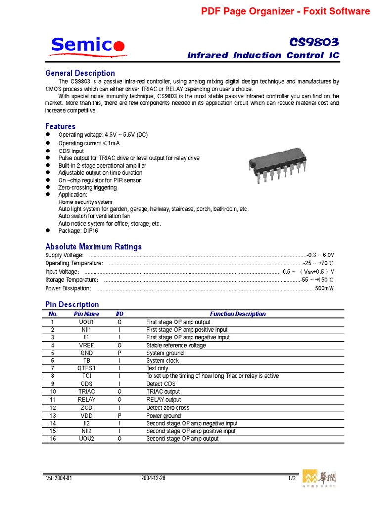 CIR9803 Datasheet | PDF | Operational Amplifier | Amplifier