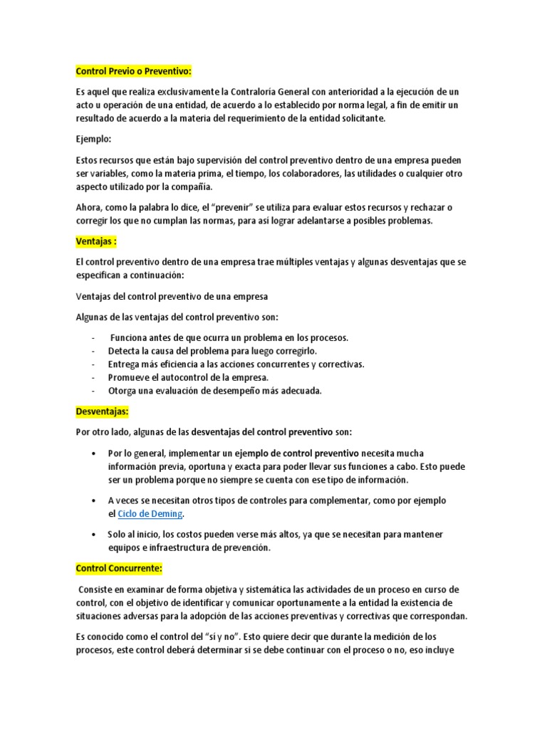 Control Previo o Preventivo | PDF | Crecimiento personal y profesional | Negocios