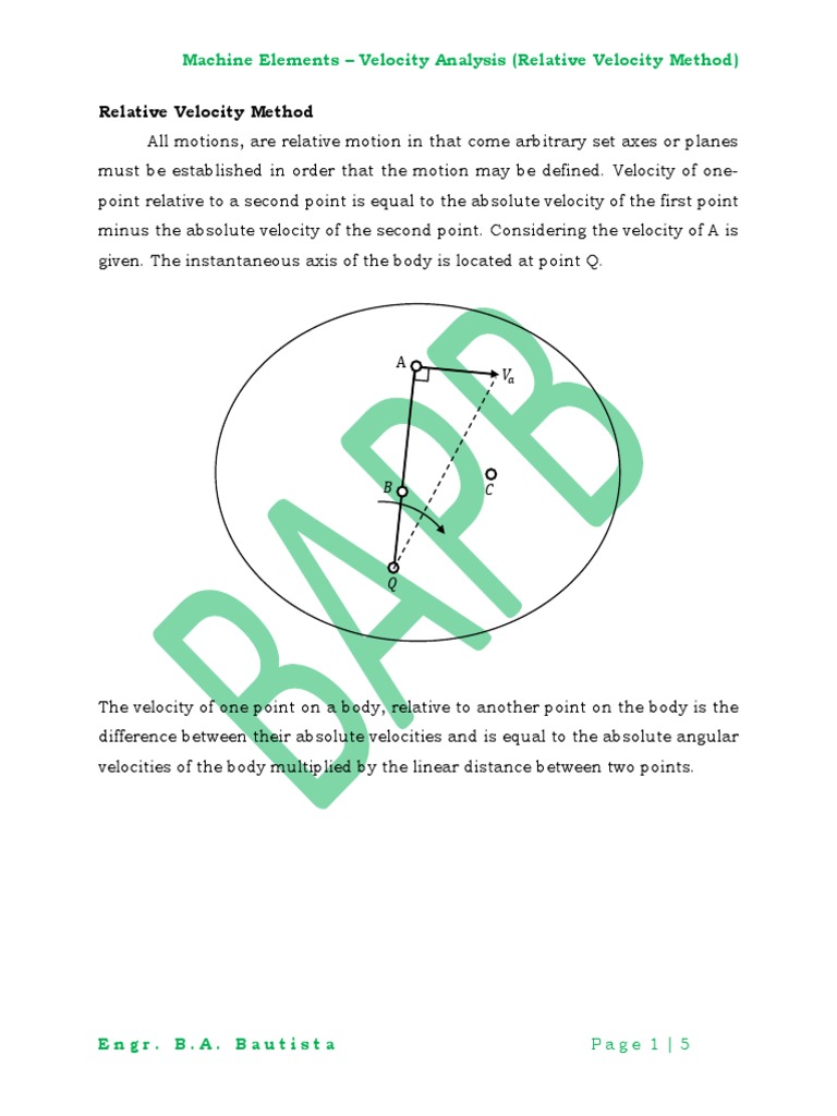 Velocity Analysis Using Relative Method | PDF | Rotation Around A Fixed ...