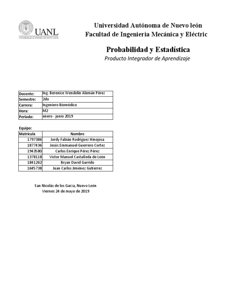 Probabilidad y Estad Stica PIA 2 2 | PDF
