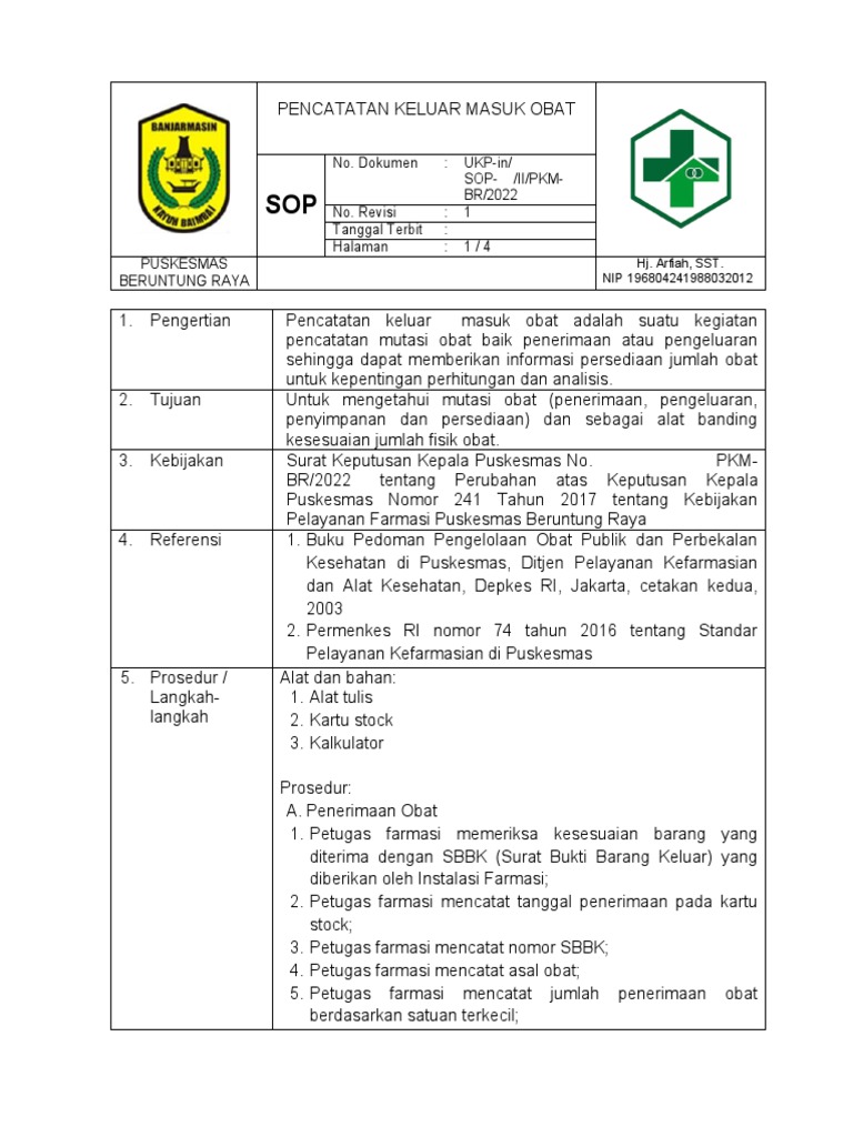 SOP Baru Pencatatan Kartu Stock | PDF