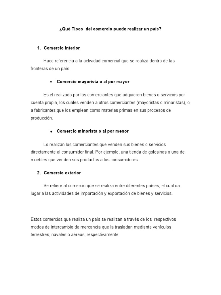 Tipos de Comercio | PDF