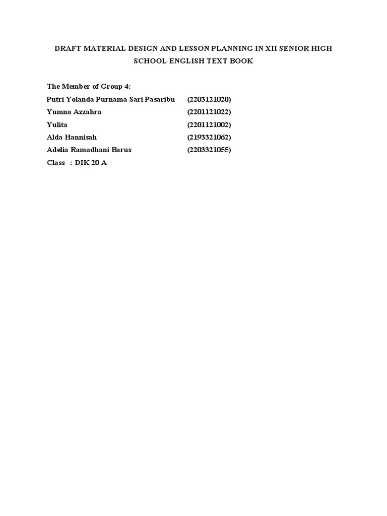 Group 4 - Draft Material Design and Lesson Planning in XII Senior Hig ...